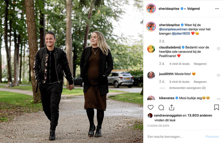 Vrouw Oranje Leeuwin Sherida Spitse toont babybuikje! - 100%NL Magazine